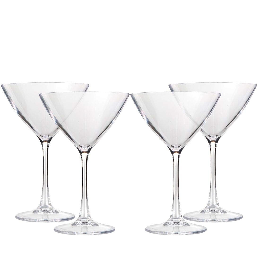 Lily's Home Unbreakable Acrylic Martini Glasses, Made of Shatterproof Plastic and Ideal for Indoor and Outdoor Use, Reusable, Crystal Clear (8.5 oz. Each, Set of 4)