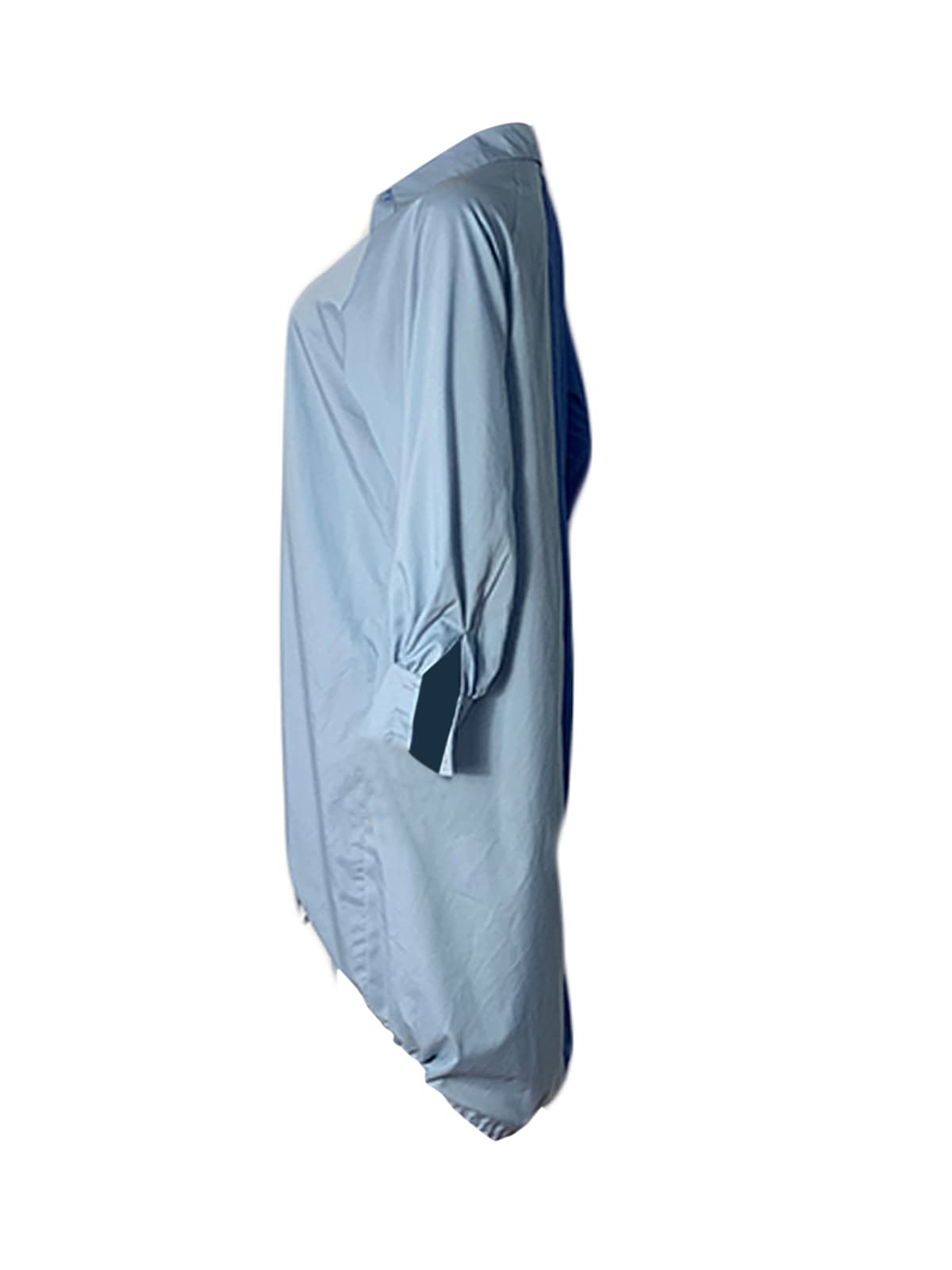 Hoibmasp Women Casual High Low Button Down Shirt Dress Loose Mixi Dress Plus Size Drawstring Hem Top Blouse Dress Light Blue M