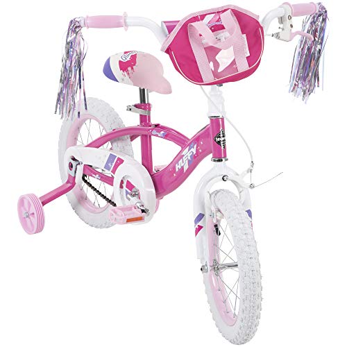 Huffy Glimmer 14” Girl’s Bike with Training Wheels, Quick Connect Assembly, Pink