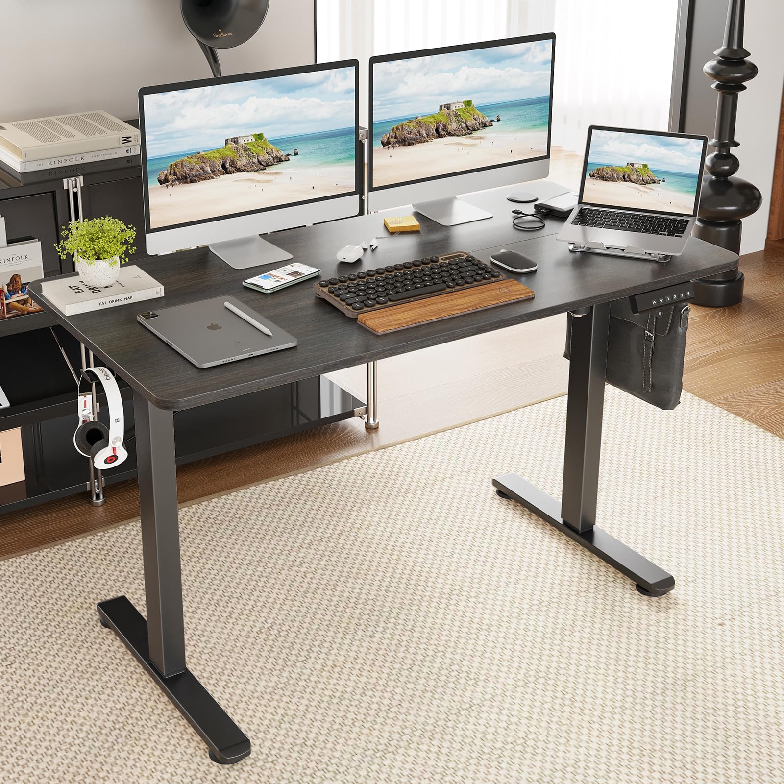 STARY Electric Standing Desk with Memory Preset 48 x 24 Inches Sit Stand up Desk Adjustable Height Desk Home Office Computer Workstation