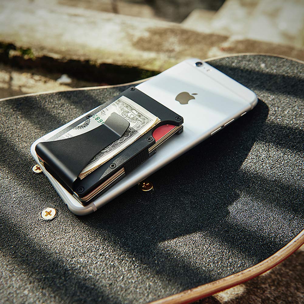 HONB Money Clip Credit Card Holder Father's Gift (Aluminum Black)