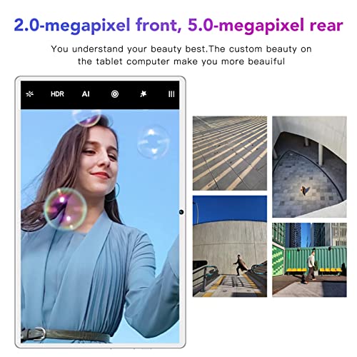 PUSOKEI 10.1in Tablet PC for Android,5G WiFi Calling Tablet for Android 12,6GB 128GB Memory 1080P HD MT6592 10 Cores Tablet,Bluetooth 5.0,Dual Band WiFi,GPS(Silver)