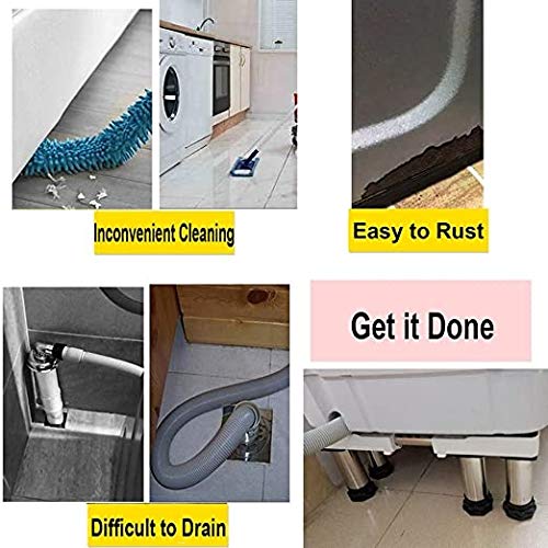 Washing Machine Refrigerator Stand Base High Rack Multi-functional Adjustable Washer Dryer Stand Pedestal Length/Width 45-65cm Wine Cooler Holder Bracket Cookers Rack Anti-vibration Mat For Tumble Dry