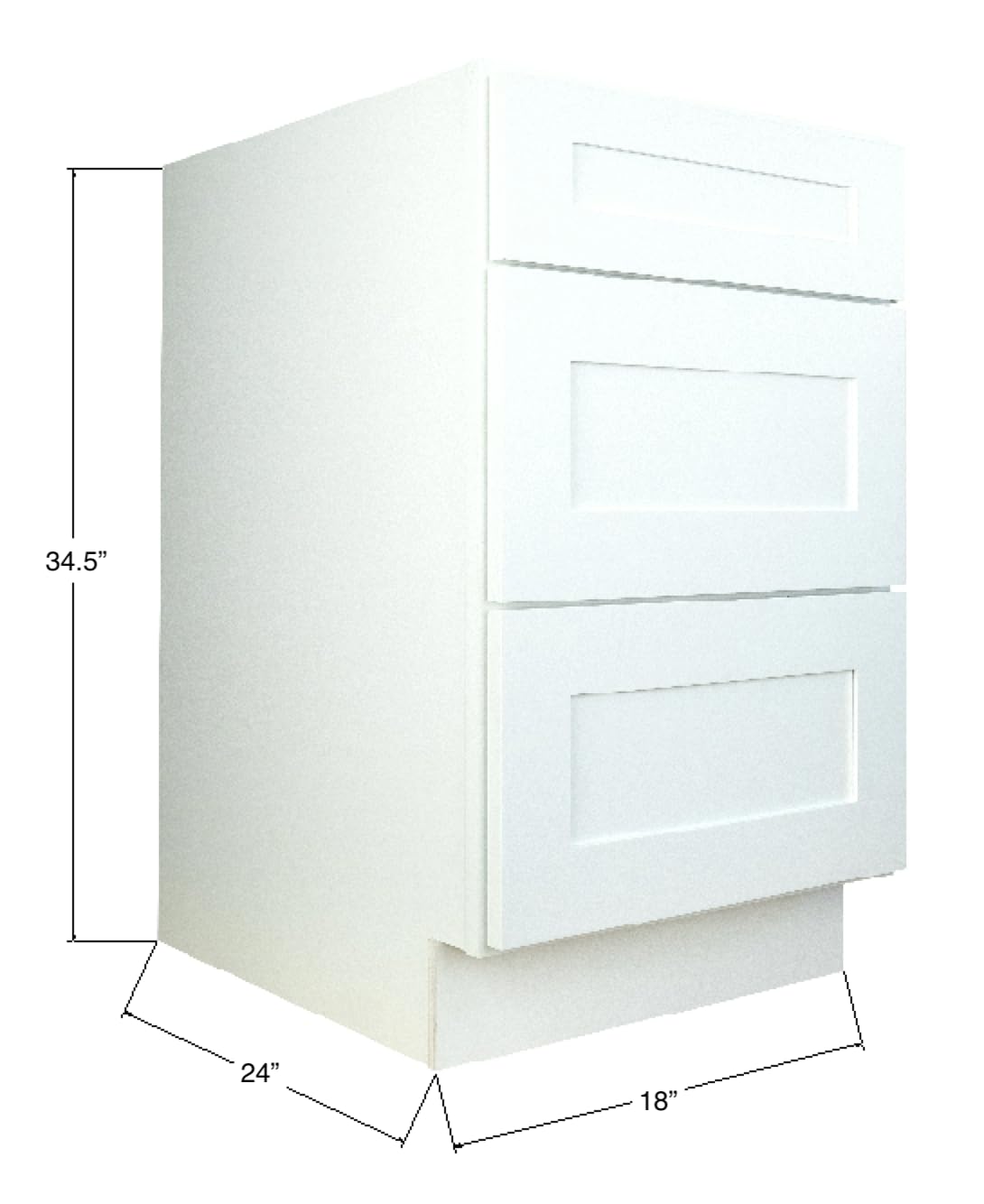 Hollywood Fabiani Design Shaker Drawer Base Kitchen Cabinet Ready to Assemble 18 in. W x 24 in. D x 34.5 in. H White