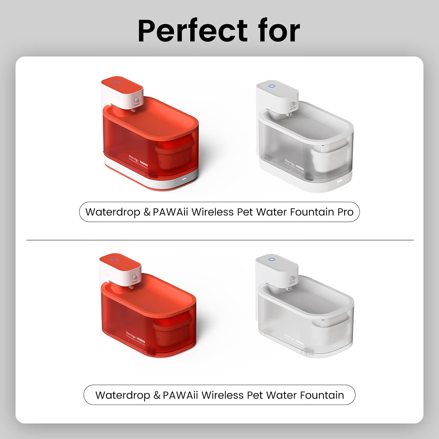 Pawaii Wireless Cat Water Fountain Replacement Filters, 6 Pack NSF Replacement Filters for 68oz/2L Automatic Pet Fountain Cat Water Fountain