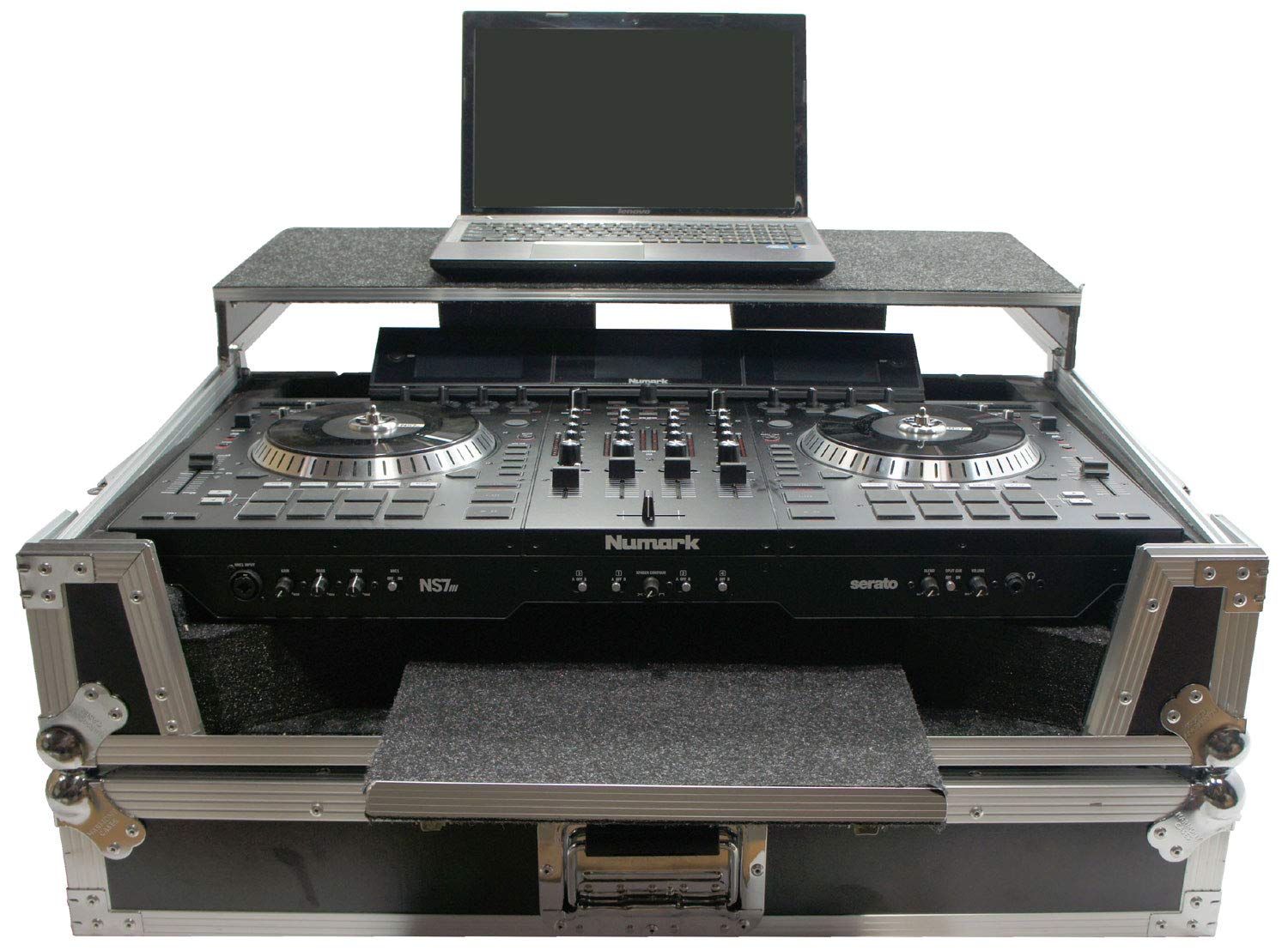Harmony Audio HCNS7LTWFXTR Flight Glide Laptop Stand Combo DJ Case Compatible with Numark NS7FX