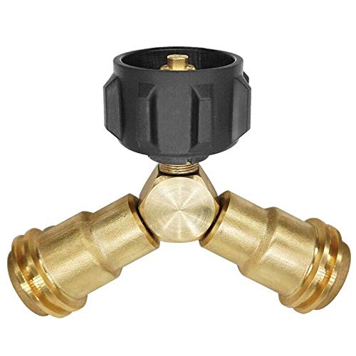Propane Splitter with Check Valves, 2 Way Propane Tee Adapter Will Lets You Run a Camp Stove (Propane), Camp Grill, 2 Burner Stove, Griddle, Gas Grill, Roadtrip Grill, Propane Heater, Propane Stove