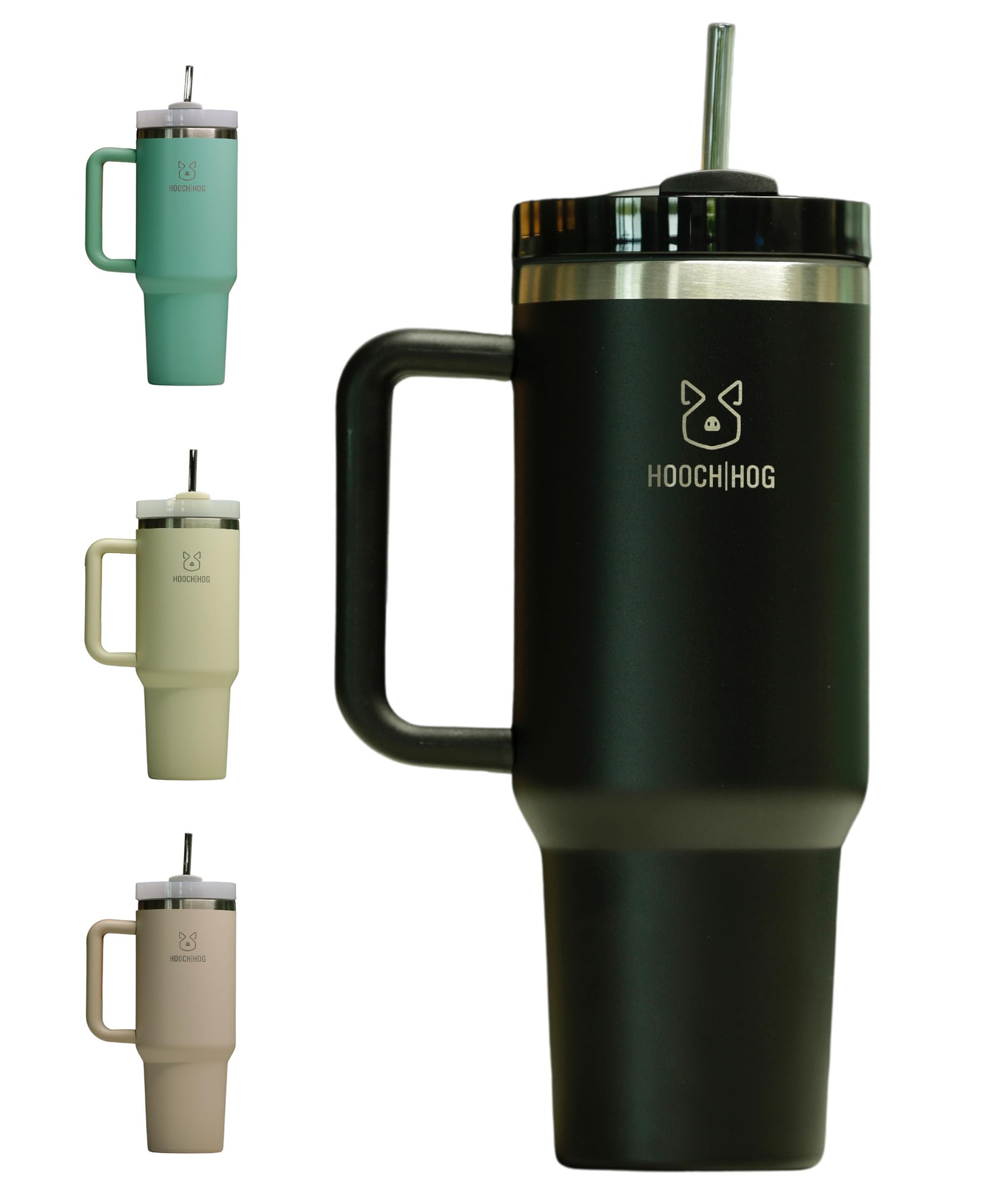 Hooch|Hog 40 oz. Tumbler With Handle Lid and Straw | Reusable Insulated Cup and Water Tumbler | Cup Holder Friendly (Turquoise)