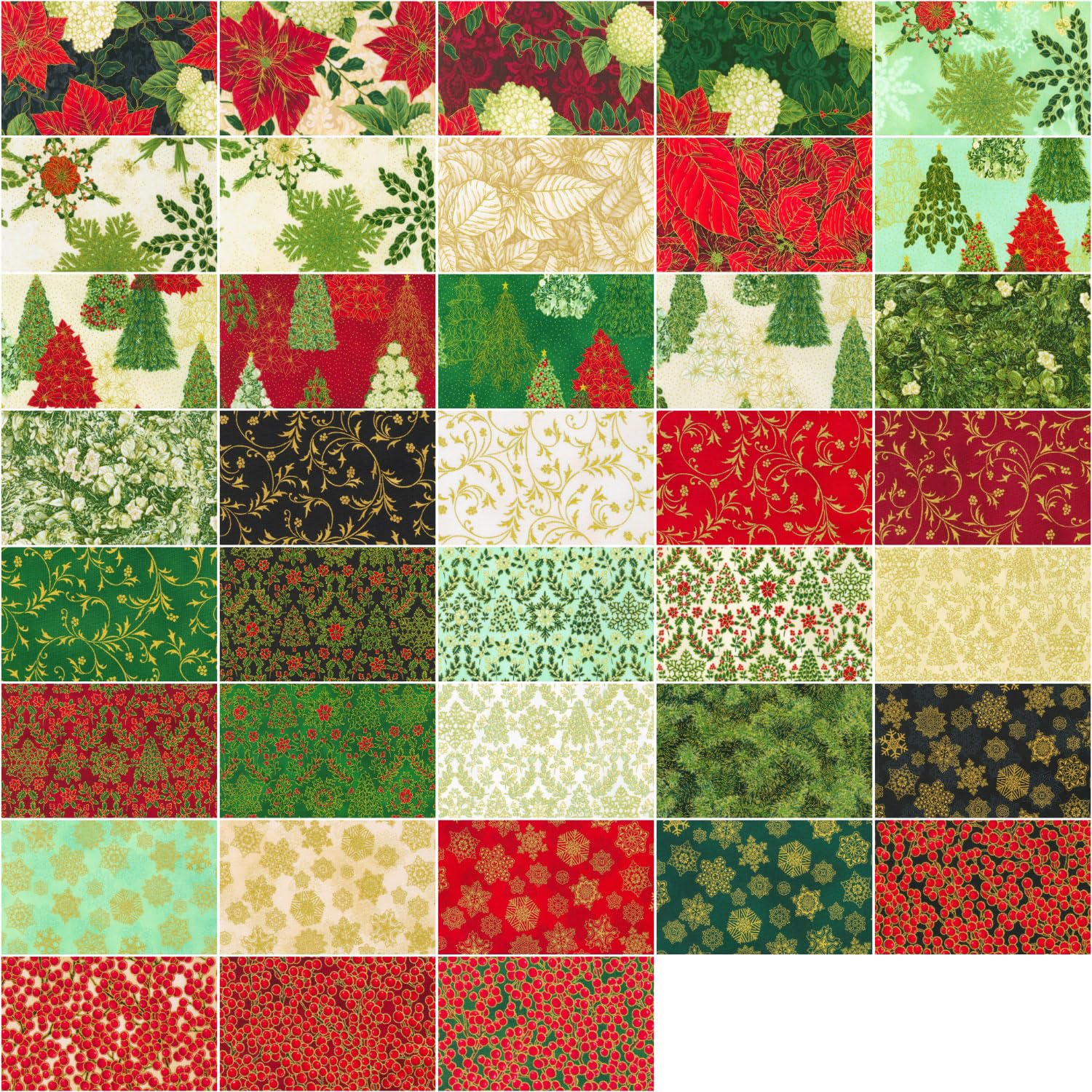 Holiday Flourish Snow Flower Gold 42 5-inch Squares Charm Pack Robert Kaufman CHS-1125-42
