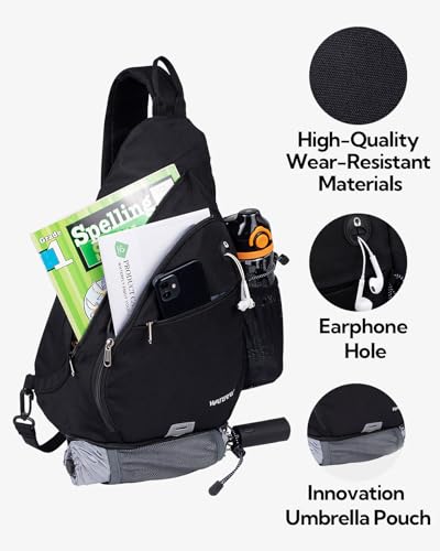 WATERFLY Sling Bag Crossbody Backpack: Over Shoulder Daypack Casual Cross Chest Side Pack