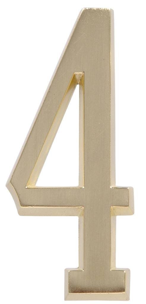 Hillman 843354 Distinctions Address Plaque Number 4 Four Self Adhesive Sign, Brushed Brass Metal, 4x3.5 Inches 1-Sign