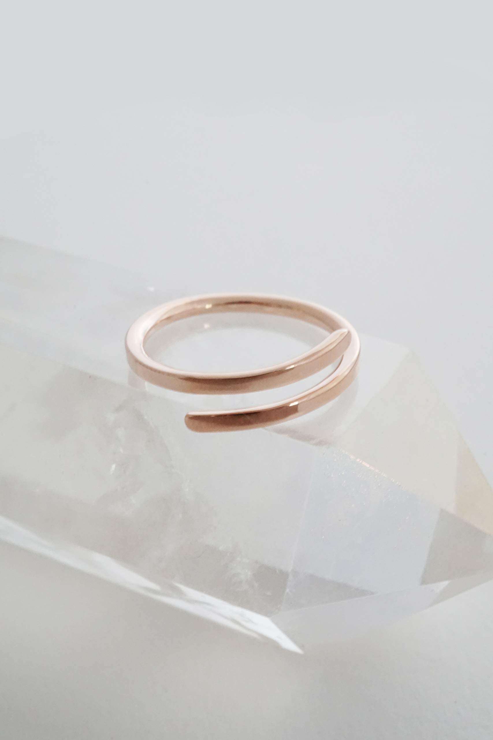 Honeycat Marigold Wrap Around Ring (adjustable between size 5, 6, 7, 8, 9) in Gold, Rose Gold, or Silver | Minimalist, Delicate Jewelry (Smooth, Rose Gold)