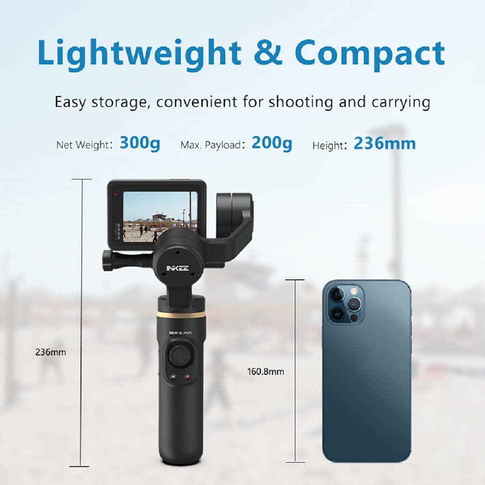 INKEE Falcon Gimbal Stabilizer for Action Cameras,Handheld 3-Axis Video Stabilizers with Tripod Anti-Shake Wireless Control Vertical/Horizontal Time-Lapse Shooting for GoPro 10/9/8/7/6/5 OSMO Insta360