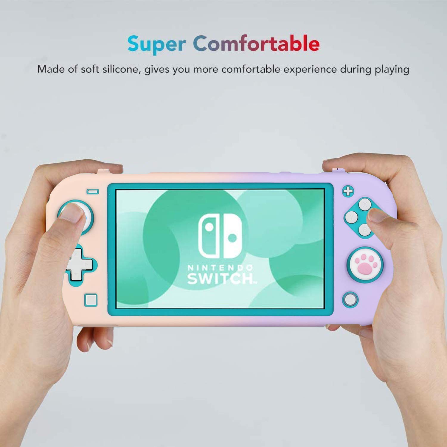 iNOTOGG Protective Case for Nintendo Switch Lite, Premium PC Hard Cover Case Shock-Absorption Anti-Scratch Compatible with Nintendo Lite with 4 Thumb Grip Caps (Pink Purple)