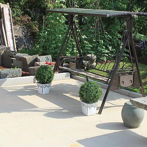 Set of 2 -Pre-Potted Artificial Potted Shrubs UV Resistant,24" Artificial Boxwood Topiary Ball Tree,for Indoor and Outdoor Home Garden(Green)