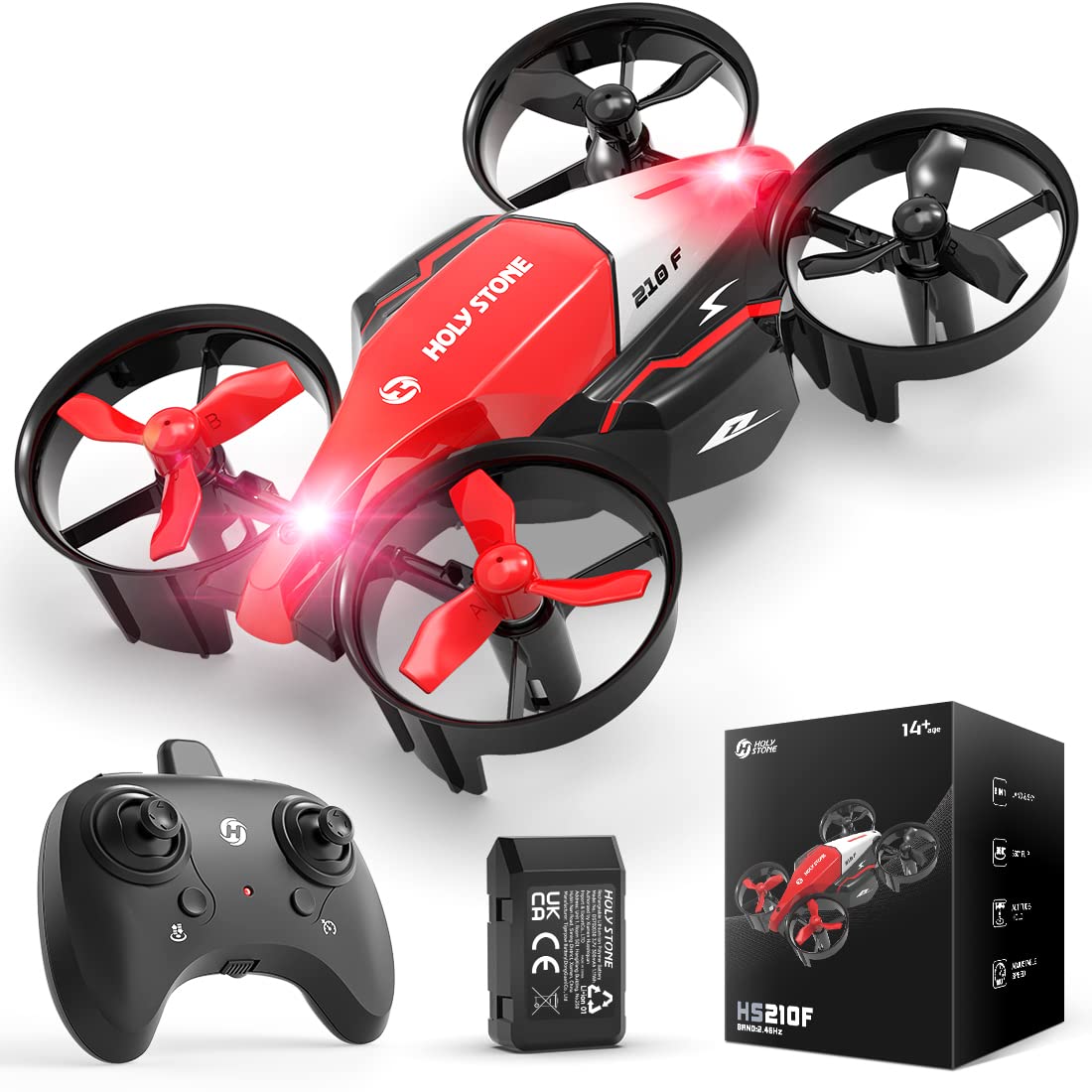 Holy Stone Mini Drone for Kids, HS210F 2 In 1 Small Indoor RC Quadcopter Helicopter Plane with Modular Battery, Land and Fly Mode, Auto Hovering, 3D Flip, Headless Mode, Toy Gift for Boys and Girls…
