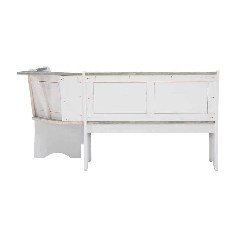 Riverbay Furniture Coastal Wood Corner Dining Nook in Gray