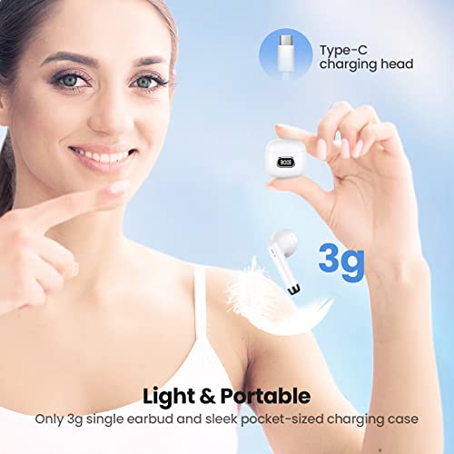 Wireless Earbuds 5.3 Wireless Headphones with LED Display Charging Case, Waterproof IPX7 Hands-Free Headset with Mic, Hi-Fi Stereo Sound, Touch Control, 40 Hours Playback, for iPhone/Android, White
