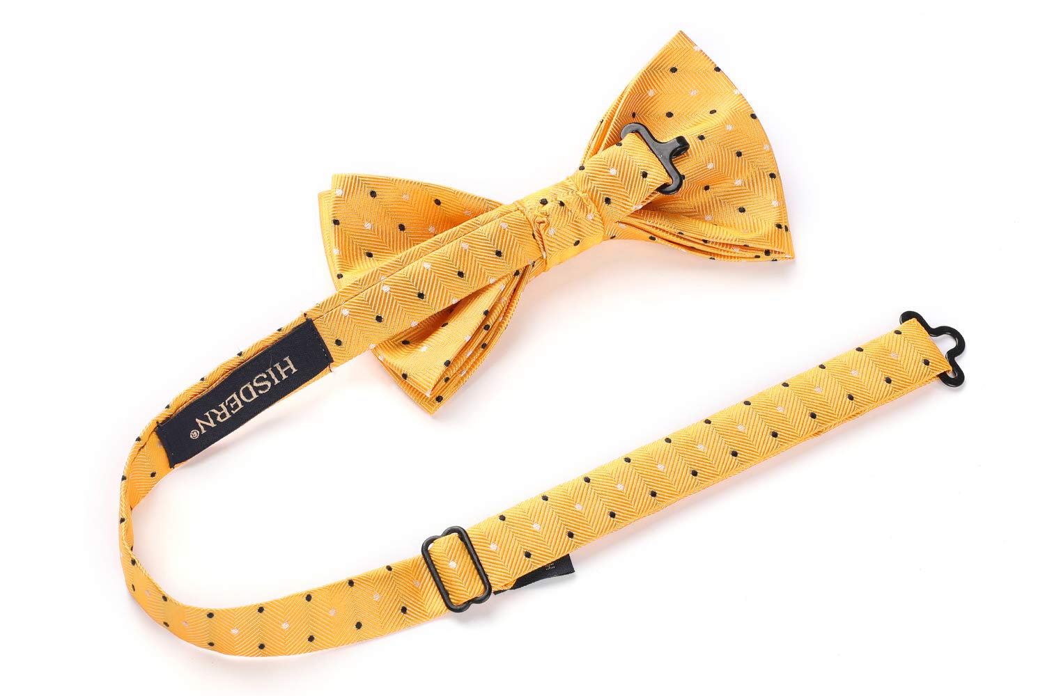 HISDERN Bow Tie for Men Yellow Bowties Polka Dot Pre-Tied Bowtie and Pocket Square Bow Ties Set Formal Tuxedo Handkerchief Bowties for Wedding Party