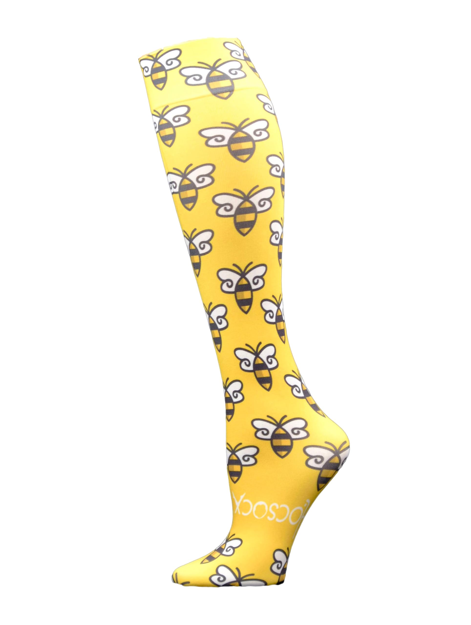 Hocsocx Bee Happy Under Sock Rash Guards for Soccer Ice & Field Hockey Moisture Wicking Liners for Hiking Skiing | (Small) Youth