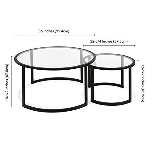 Henn&Hart 18.5" Nested Round Metal Black Coffee Table Black Bronze