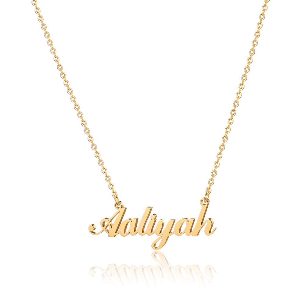 Hidepoo Jasmine Necklace - 18K Gold Plated Name Necklace Jasmine for Women Jewelry