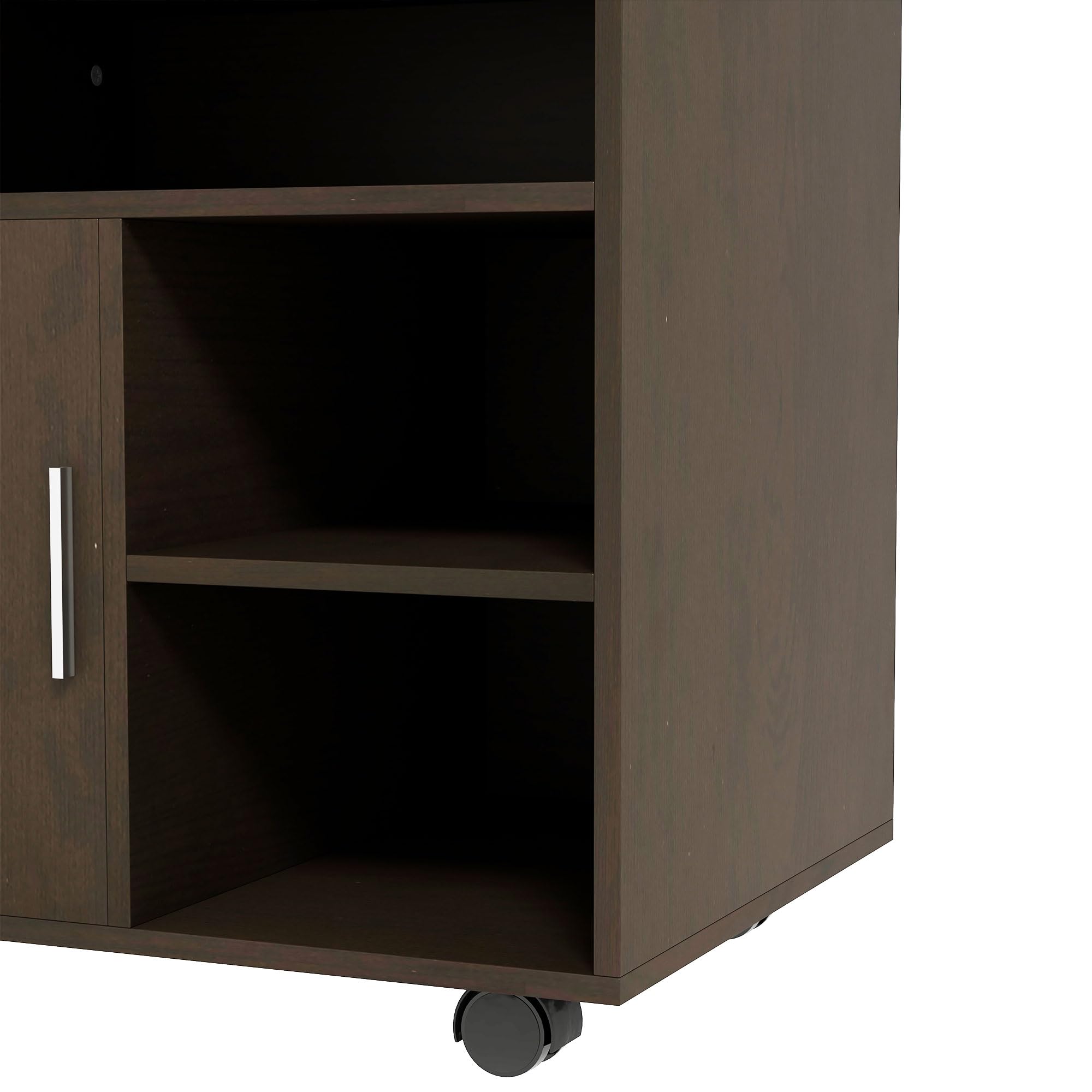HOMCOM Printer Stand Multipurpose Moveable Filing Cabinet with Ample Inner Storage Space & 4 Easy-Rolling Wheels, Coffee