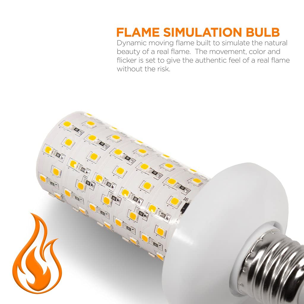 Hudson Flame Effect LED Flickering Light Bulbs (2 Pack) for Halloween - 3W Single Mode Upside Down fire Light LED Bulb - E26/E27 Standard Base Flame Bulb 200 Lumen for Indoor/Outdoor