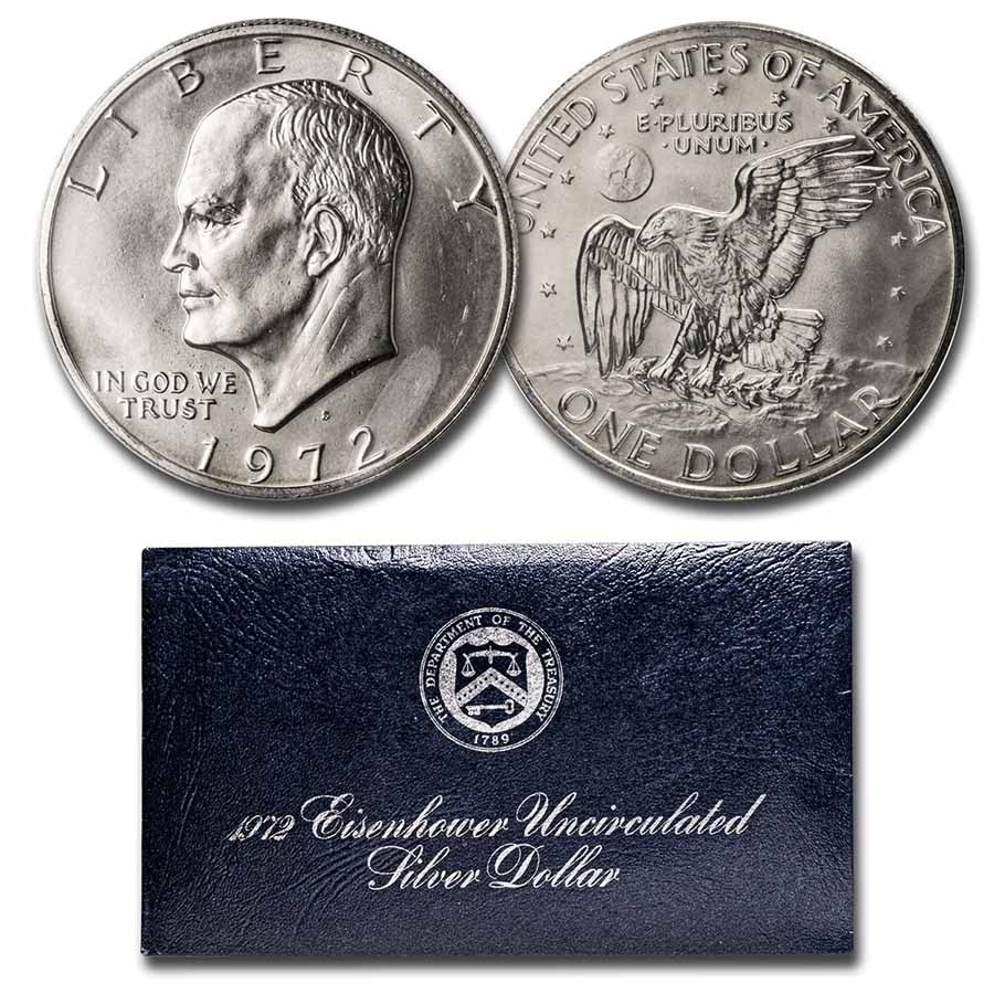 Set of 4 Blue Ike Silver Dollars 1971-1974