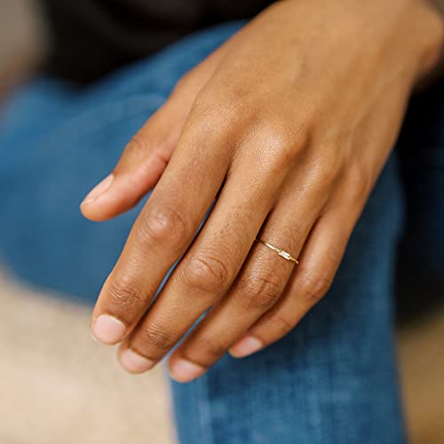 Honeycat Tiny Baguette Crystal Ring in 18k Gold Plate | Minimalist, Delicate Jewelry (Smooth/G/7)