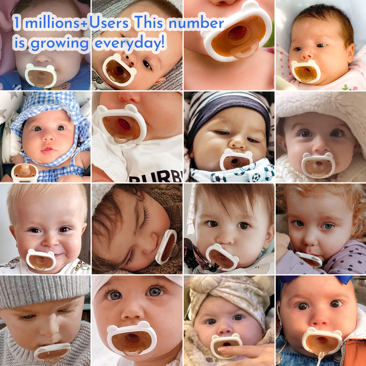 HEORSHE Orthodontic Pacifiers 6-18 Months - Silicone Pacifier - Safe & Soft BPA-Free - Pacifiers for Breastfeeding Babies(White 4 Sets Bear)