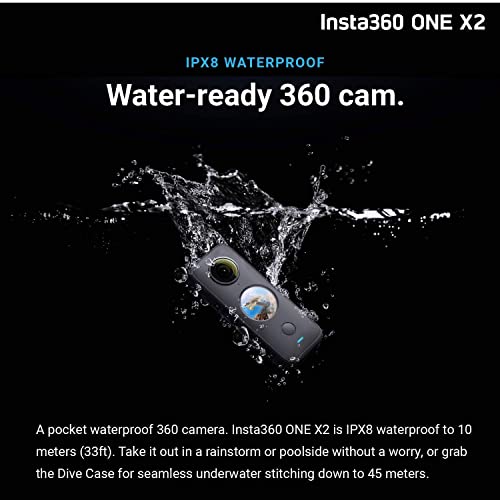 Insta360 ONE X2 360 Camera with Touchscreen - 5.7K30 360 Video, Front Steady Cam Mode, 18MP 360 Photo + InstaPano | Bundle Includes Invisible Selfie Stick (120cm) & 128GB Memory Card (3 Items)