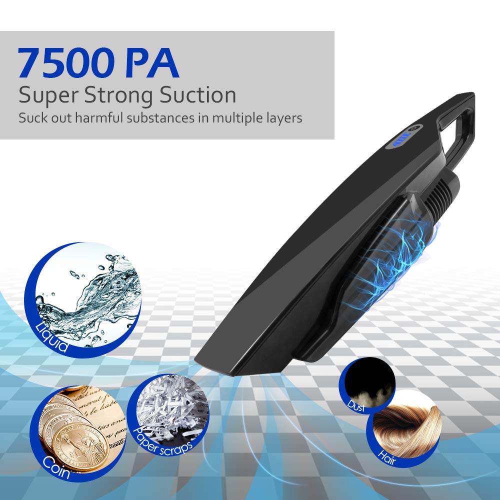 Handheld Vacuum Cordless, 7500PA Powerful Cyclonic Suction Portable Car Vacuum Cleaner Lightweight Hand Vac, 14.8V Li-ion Battery Powered Rechargeable Quick Charge with LED Display