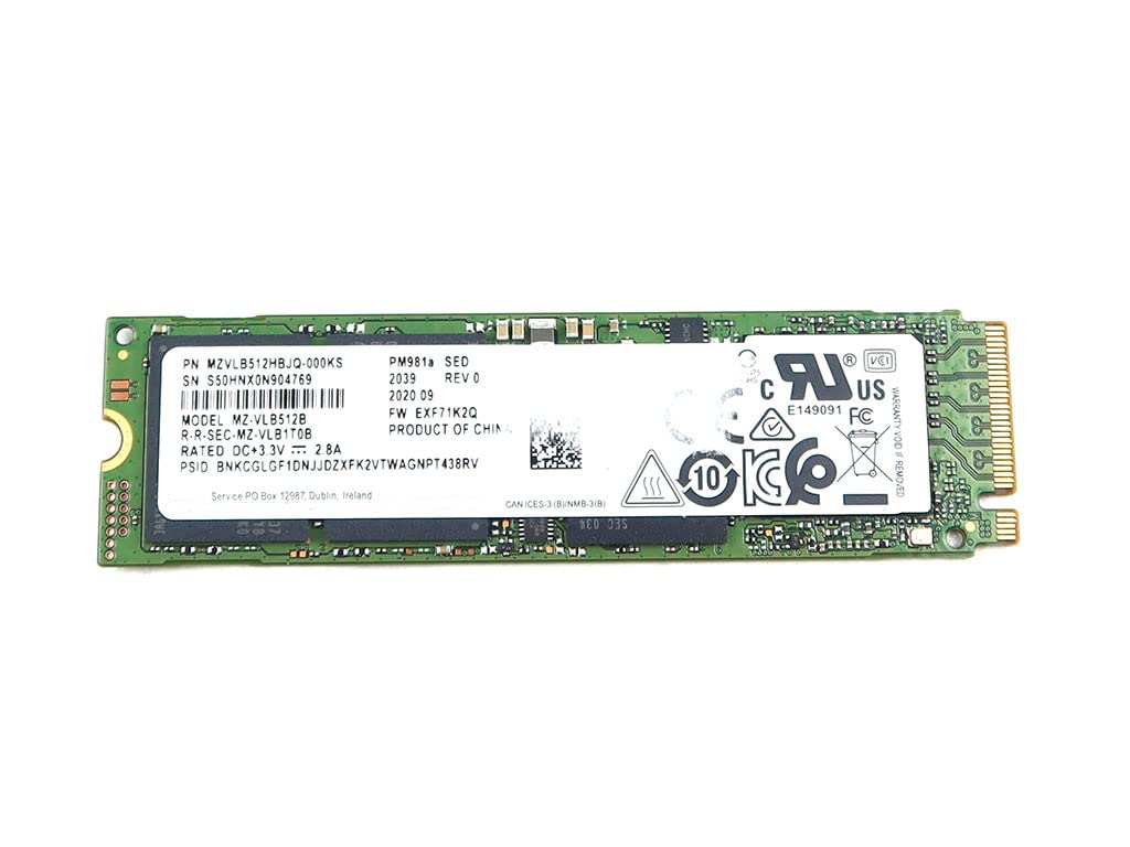 Solid State Drive MZVLB512HBJQ-000KS Compatible Replacement Spare Part for Samsung PM981a MZ-VLB512B 512GB PCI Express 3.0 x4 TLC NVMe M.2 2280 Internal SSD