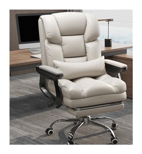 Home Office Desk Chairs, Swivel Chair Leather Comfortable Latex Cushion Ergonomic Business Computer Office Gaming Lift Swivel Chair (Color : White)