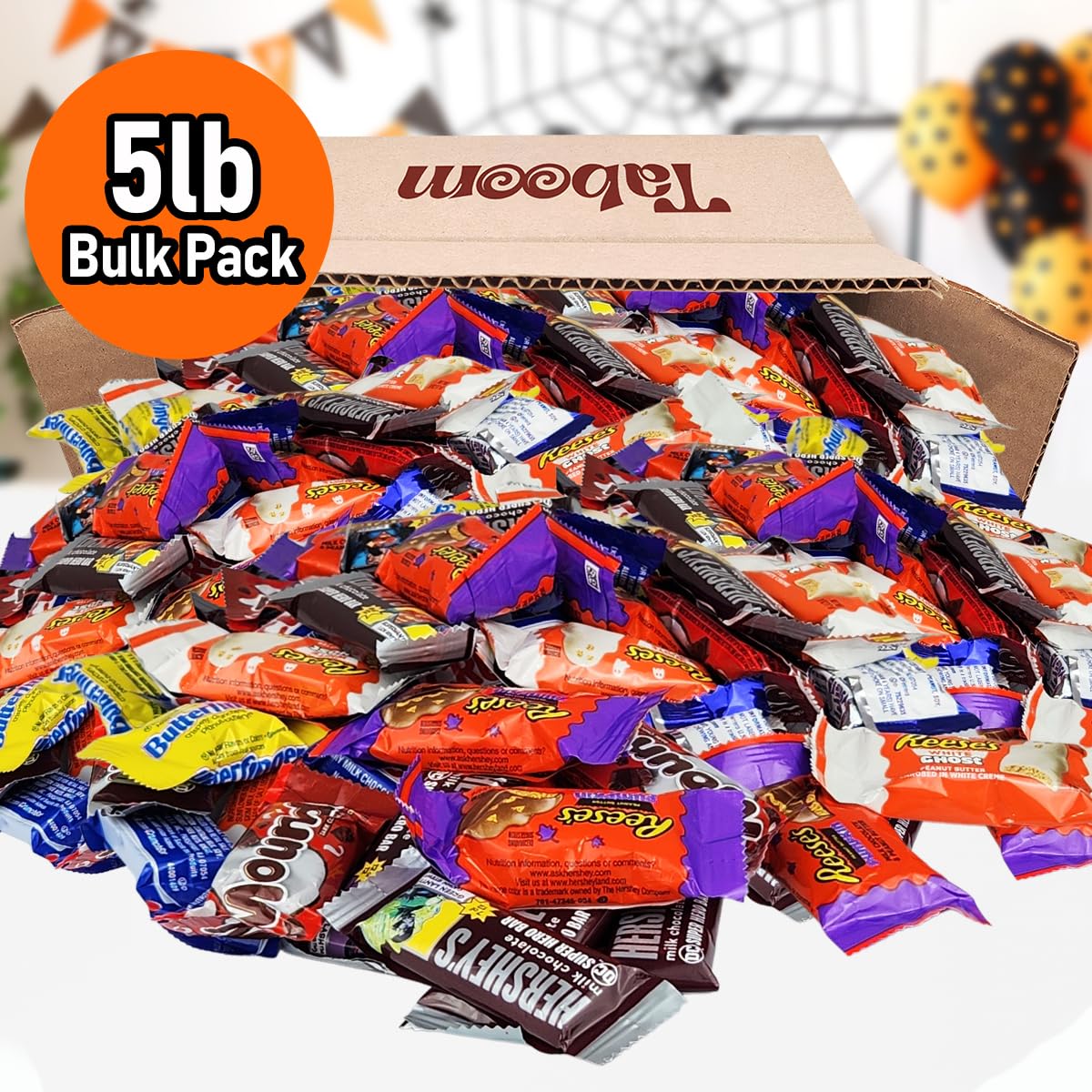 Halloween Chocolate, assorted Halloween Candy Individually Wrapped: Variety Pack With Hershey's Bars, Reese'sPumpkins, Mounds, Reese'sGhosts And More, 5 Pound