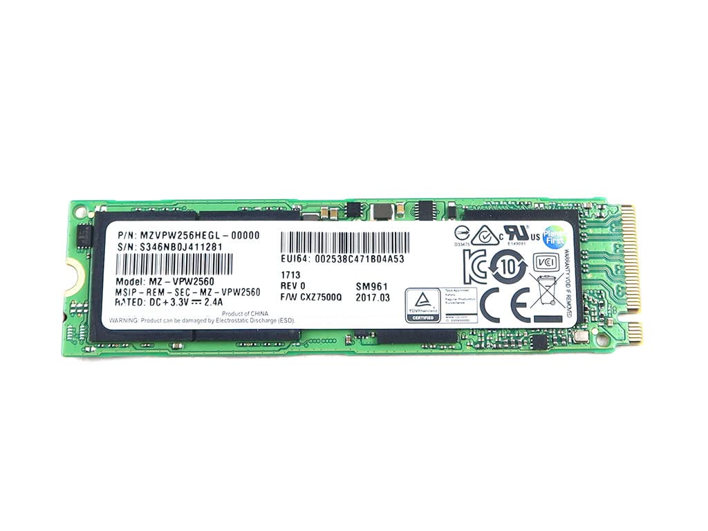 Solid State Drive MZVPW256HEGL-00000 Compatible Replacement Spare Part for Samsung SM961 MZ-VPW2560 256GB PCI Express 3.0 x4 MLC NVMe M.2 2280 Internal SSD