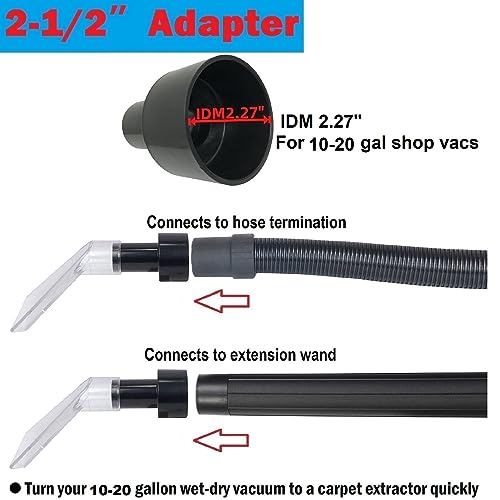 RosyOcean Wet/Dry Vac Extraction Attachment with 2-1/2" Adapter for 10-20 Gal Shop Vacuum Auto Detailing & Carpet & Upholstery Cleaning, Vac Clear Extractor Accessory