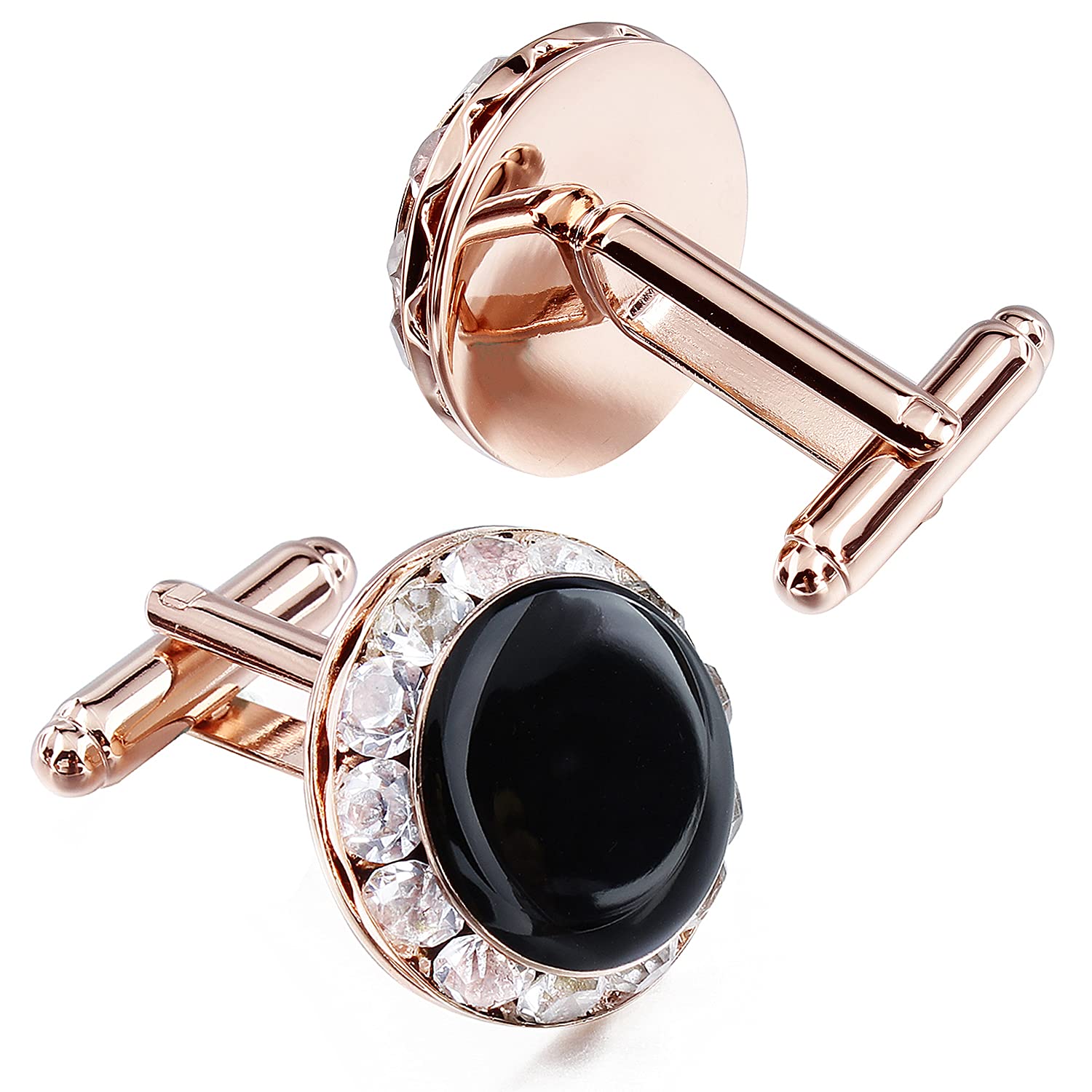 HAWSON Crystal Cuff Links and Studs Set for Mens Tuxedo Shirts Wedding Accessories