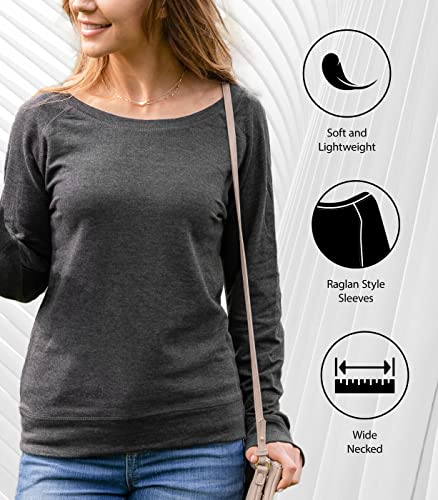 Instant Message - Delicate Flowers - Women's French Terry Pullover - Size Large Heather Charcoal