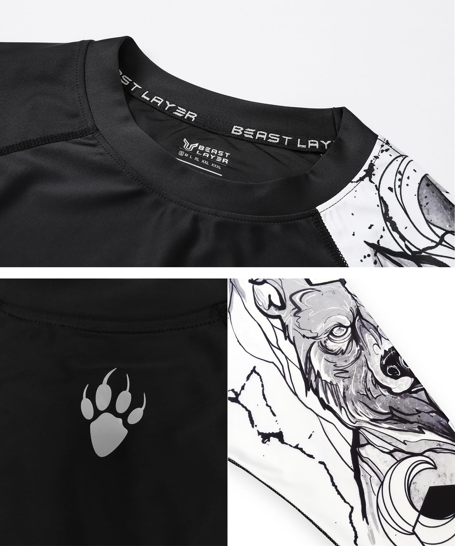 HUGE SPORTS Men's Splice UV Sun Protection UPF 50+ Skins Rash Guard Long Sleeves(Split, XL)