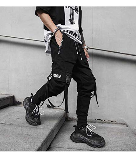 HONIEE Men's Hiphop Punk Jogger Sport Harem Pants Cargo Pants (Black#2, Waistline:29-31)…
