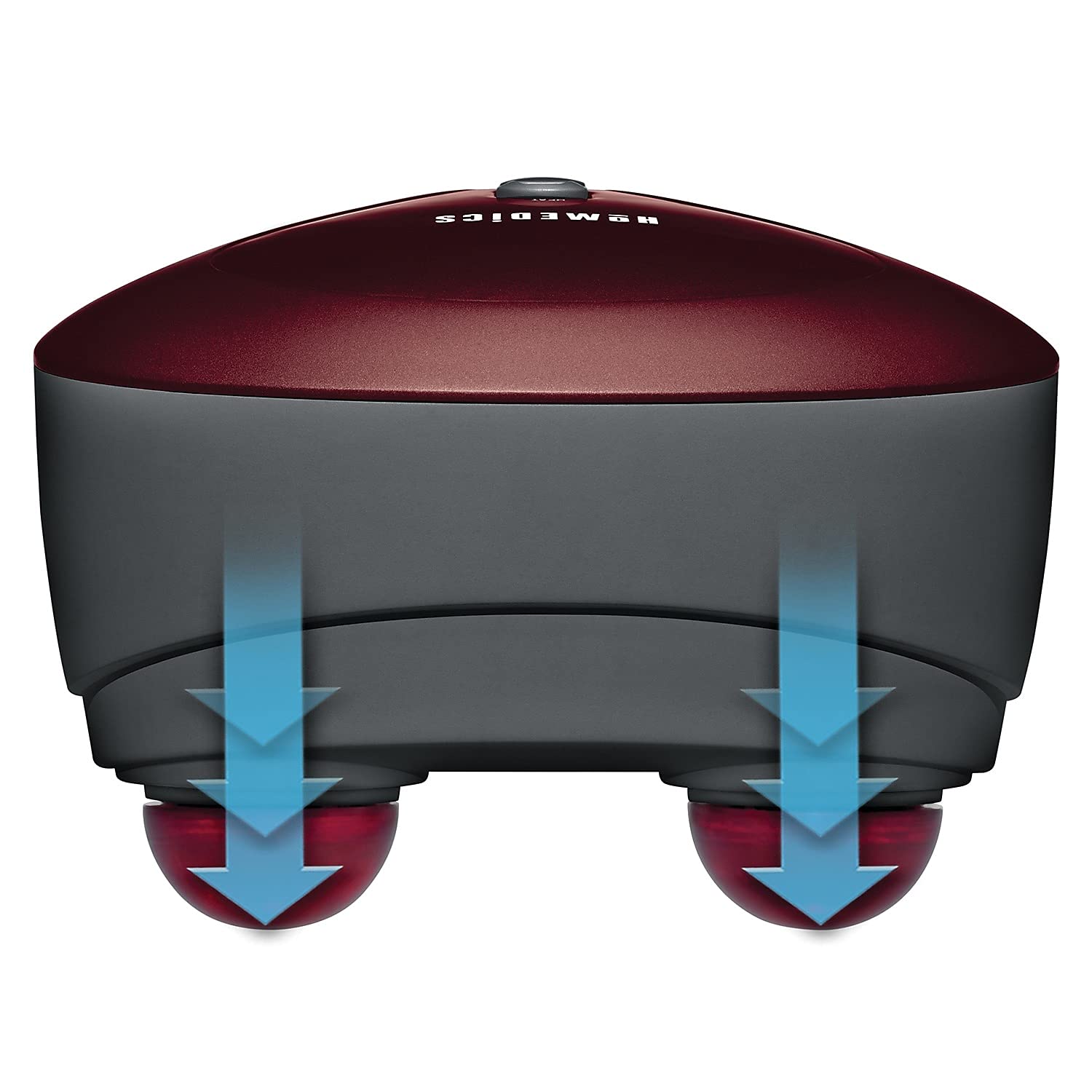 Homedics Compact Neck, Body and Back Massager, Portable Heated Handlheld Percussion Massager with Duel Privoting Heads and Interchangable Nodes for Full Body Tension Release