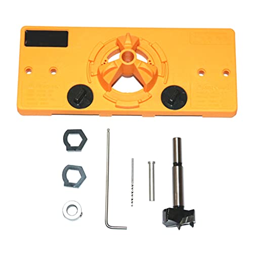 Hinge Drilling Jig 15mm-35mm Hole Opener Positioning Dowel Jig Kit Wood Cutter Jig Guide Sleeve Locator Tool Hinge Hole Opener 15-35mm Doweling Jig Kit Joinery Boring Hole Drill Guide