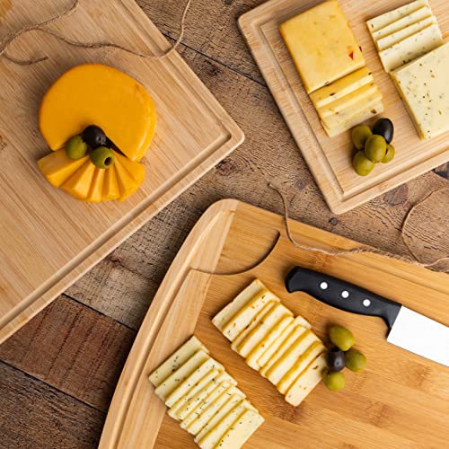 Hammont Bamboo Cutting Board Tray - Eco Friendly Kitchen Gadget - Wooden Serving Trays for Meat, Vegetables, Cheese & Charcuterie Board - Home and Kitchen Essentials - 23.5"L x 15.5"W x 0.7"H