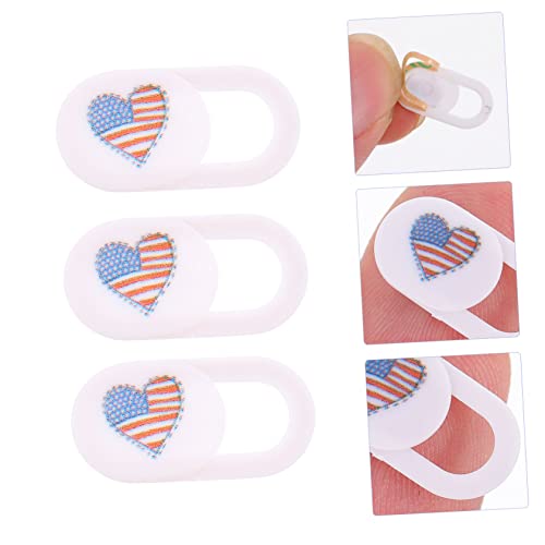 SOLUSTRE 3pcs Slide Camera Ultra- and Webcam Smartphone Pattern Cartoon Your Tablet Flag Lens Thin Lovely for Cover Privacy Shutter Heart Notebook Cell Protects Phone Slider Computer US