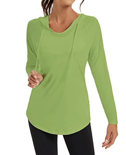Vodi Mosa Lighweight Thin Hoodies For Women Summer Fall Athletic Hooded Sweatshirts Womens Sun Shirt(Green, L)