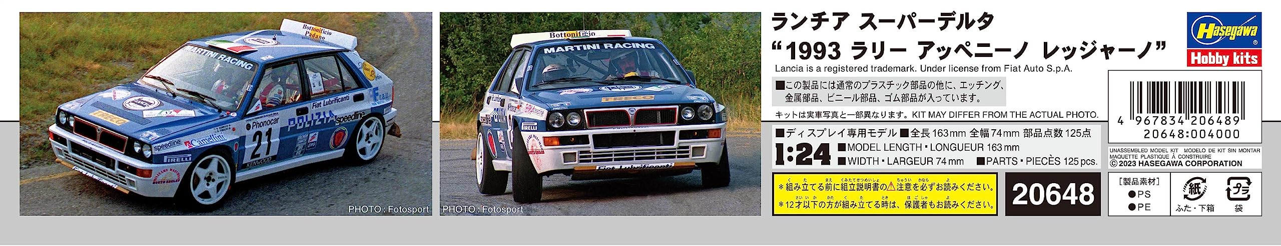 Hasegawa 20648 1/24 Lancia Super Delta, 1993 Rally Appennino Reggiano Model Kit, Multi-Colour