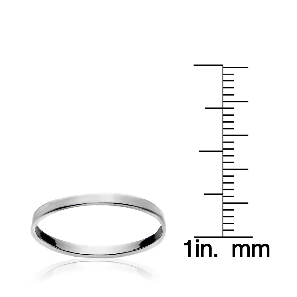 Hoops & Loops Sterling Silver Polished Midi Stackable Thin Wedding Band Ring, Size 6