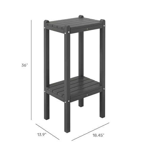 WestinTrends Malibu 36" Outdoor Adirondack HDPE 2-Tier Patio Side Table, Teak